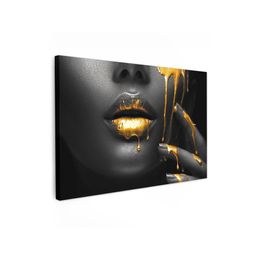 MuchoWow Leinwand bilder Gesicht gold schwarz (BxH) | Gr.: 30 x 20 cm