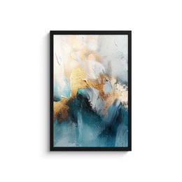 MuchoWow Poster mit Leiste Abstrakte Kunst gold blau (BxH) | Gr.: 20 x 30 cm