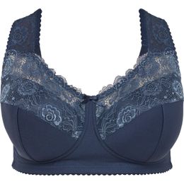 sheego Damen B&uuml;gelloser BH mit Spitze, wattierte Cups Saphir Gr&ouml;&szlig;e 115E