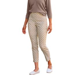 CR&Eacute;ATION L Damen Bengalinhose mit Schlitzen am Bein sand-dunkeltaupe-bedruckt Gr&ouml;&szlig;e 40