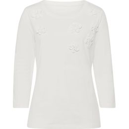 Heine Damen 3/4-Arm-Shirt mit Bl&uuml;ten-Applikationen ecru Gr&ouml;&szlig;e 48