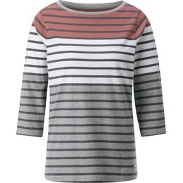 CR&Eacute;ATION L Damen Ringelshirt aus weichem Single-Jersey rosenholz-grau-geringelt Gr&ouml;&szlig;e 36