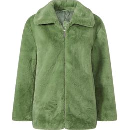 CR&Eacute;ATION L Damen Fellimitatjacke mit Umlegekragen eucalyptus Gr&ouml;&szlig;e 52