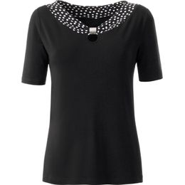 CR&Eacute;ATION L Damen Kurzarmshirt mit Deko-Spange schwarz Gr&ouml;&szlig;e 38