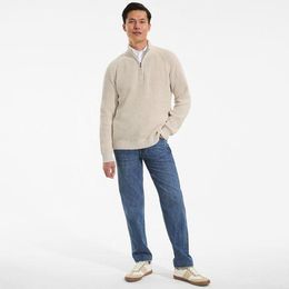 LANDS' END DRIFTER Pullover mit Rei&szlig;verschluss, Herren,  Wei&szlig;, Baumwolle, by Lands' End