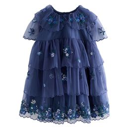 next Kleid M&auml;dchen Gr&ouml;&szlig;e 74 dunkelblau / smaragd / silber