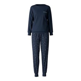 Calida Pyjama Damen Gr&ouml;&szlig;e XS marine / wei&szlig; Winterkleid