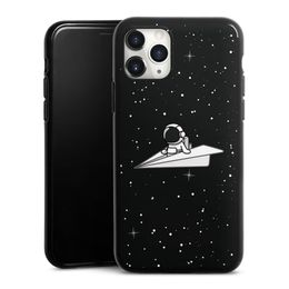 DeinDesign iPhone 11 Pro Max Handy Silikon H&uuml;lle Case schwarz Handyh&uuml;lle Paper Astronaut Comic