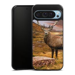 DeinDesign Google Pixel 9 Handy Silikon H&uuml;lle Case schwarz Handyh&uuml;lle Mountain Deer Meadow
