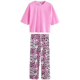 next Pyjama Damen Gr&ouml;&szlig;e XXL pink / hellpink / schwarz / wei&szlig; Winterkleid