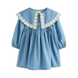 next Kleid M&auml;dchen Gr&ouml;&szlig;e 98 blue denim / gelb / wei&szlig;
