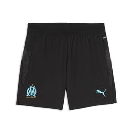 Sporthose Puma "Olympique de Marseille Trainingshose Jugendliche", M&auml;dchen, Gr. 176, Normalgr&ouml;&szlig;en, schwarz team aqua blau, Obermaterial: 100% Polyester; Taschenfutter: 100% Polyester; Besatz: 11% Elasthan, 89% Polyester, regular fit, Hosen Sporthose