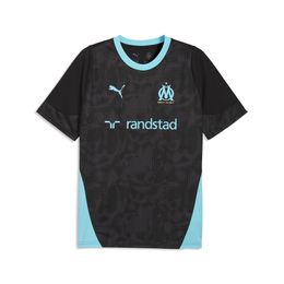 Trainingsshirt Puma "Olympique de Marseille Trainingstrikot Herren", Herren, Gr. XL, schwarz team aqua blau, Obermaterial: 100% Polyester, slim fit, Rundhals, Shirts