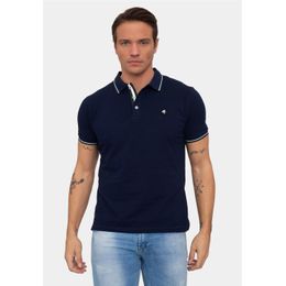 Poloshirt SIR RAYMOND TAILOR "Marcus", Herren, Gr. M, blau (blau, wei&szlig;), 100% Baumwolle, unifarben, ohne Ausschnitt, Shirts, mit klassischem Kragen und kurzer Knopfleiste