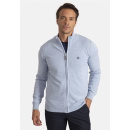 Strickjacke SIR RAYMOND TAILOR "Sydney", Herren, Gr. XL, blau (hellblau), 100% Baumwolle, unifarben, hoch geschlossener Ausschnitt, Strickjacken Strickjacke, mit kleinem Stehkragen