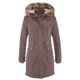 WITT Damen Winterjacke mit innenliegenden Strickb&uuml;ndchen, dunkeltaupe, Gr&ouml;&szlig;e 40