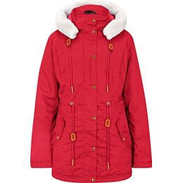 CR&Eacute;ATION L Damen Winterjacke mit Tunnelzug in der Taille rot Gr&ouml;&szlig;e 40
