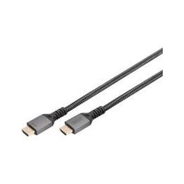 Digitus HDMI Ultra High Speed Anschlusskabel, mit Ethernet, UHD 8K schwarz/grau, 2 Meter, gesleevt