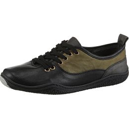 Gemini Damen Schn&uuml;rschuh mit flexibler Laufsohle schwarz-khaki Gr&ouml;&szlig;e 40
