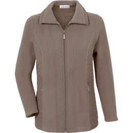 Damen Fleecejacke mit gesteppten Web-Eins&auml;tzen taupe, Gr&ouml;&szlig;e 36