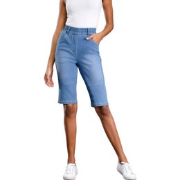 Damen Jeansbermudas mit hohem Rundum-Dehnbund blue-bleached, Gr&ouml;&szlig;e 38