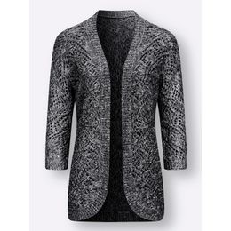 Heine Damen Ajourstrickjacke, Schwarz, Gr. 56, Strickjacken, Material: Baumwolle