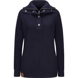 Damen Strickpullover mit Troyerkragen marine, Gr&ouml;&szlig;e 40