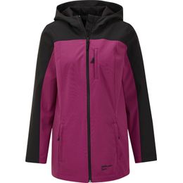 Damen Softshelljacke mit Brusttasche schwarz-malve, Gr&ouml;&szlig;e 52/54
