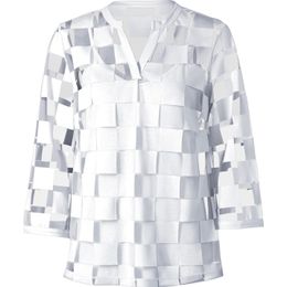 Heine Damen 3/4-Arm-Shirt mit Shirttop wei&szlig;-kariert Gr&ouml;&szlig;e 38
