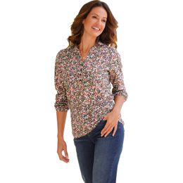 CR&Eacute;ATION L Damen Print-Shirt mit R&uuml;schen grapefruit-oliv-bedruckt Gr&ouml;&szlig;e 40