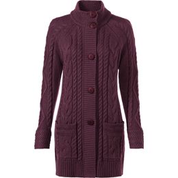 CR&Eacute;ATION L Damen Longstrickjacke mit Einstrickmuster burgund Gr&ouml;&szlig;e 44