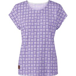 CR&Eacute;ATION L Damen Print-Shirt aus reiner Baumwolle lavendel-ecru-bedruckt Gr&ouml;&szlig;e 40