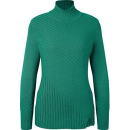Damen Stehkragenpullover mit Strickmuster dunkelgr&uuml;n, Gr&ouml;&szlig;e 36