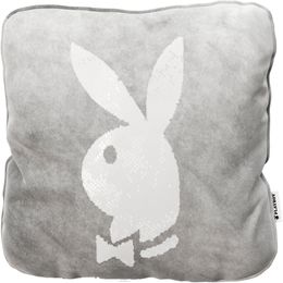 Dekokissen Playboy "Samtkissen ELLEN, Bunnyhead", anthrazit samt, mit pailletten, B:40cm H:40cm L:40cm, Faserb&auml;llchen (Polyester), Polyester, Dekokissen_Sitzkissen_Kissenh&uuml;llen