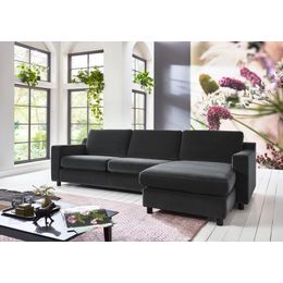 Ecksofa "Luka L-Form", grau (dunkelgrau), B:270cm H:80cm T:151cm, Samtvelours (100% Polyester), ATLANTIC HOME COLLECTION, Sofas, Ecksofa, pflegeleichter Samtvelours