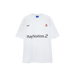 Pull&Bear Pull&Bear T-Shirt 'PLAYSTATION' Herren Gr&ouml;&szlig;e S hellgrau / schwarz