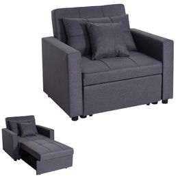 Schlafsessel MCW-L90, Klappsessel Schlafsofa G&auml;stebett Relaxsessel, Liegefl&auml;che 197x103cm Stoff/Textil ~ dunkelgrau