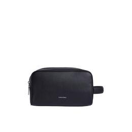 Kulturbeutel Calvin Klein "CK MUST WASHBAG/DOPP KIT", Damen, Gr. B/H/T: 24cm x 13,5cm x 11cm, schwarz, Lederimitat, Polyester, unifarben, Taschen Kulturbeutel, Unisex Waschbeutel, Kulturtasche, Reise, mit Logo-Schriftzug