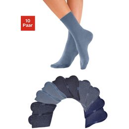 H.I.S. H.I.S Damen Freizeitsocken, 2x marine, 2x dunkeljeans meliert, 2x helljeans meliert, 2x jeans, 2x dunkelblau, Gr&ouml;&szlig;e 43/44