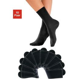 H.I.S. H.I.S Damen Freizeitsocken, 10x schwarz, Gr&ouml;&szlig;e 43/44