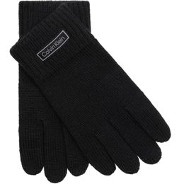 Calvin Klein Damen Strickhandschuheschwarz, unifarben, Rippstrick, Wollmischung, Handschuhe, Rippstrick, mit Touchscreen-Technologie, warme