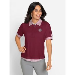 Poloshirt Inspirationen "Poloshirt", Damen, Gr. 54, rot (bordeaux), 100% Baumwolle, unifarben, ohne Ausschnitt, Shirts