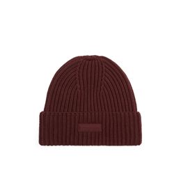 Beanie Tommy Hilfiger "TH FOUNDATION", Damen, marzemino, Strick, Baumwollmischung, M&uuml;tzen Beanie, Strick, mit gummiertem Logo und Wolle