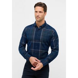 Langarmhemd Eterna "MODERN FIT", Herren, Gr. L, US-Gr&ouml;&szlig;en, dunkelblau, Cord, 70% Baumwolle, 30% Lyocell, tailliert, Manschette, Hemden, EASY IRON (b&uuml;gelleicht)