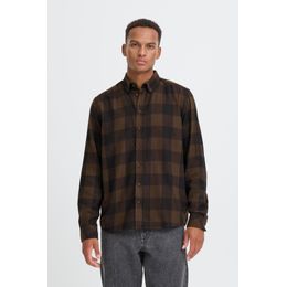 Flanellhemd Blend "BHBUSTER SHIRT", Herren, Gr. S, N-Gr, hot chocolate, Web, Obermaterial: 100% Baumwolle, kariert, regular fit Po-bedeckend, 2-Knopf-Manschette, Hemden