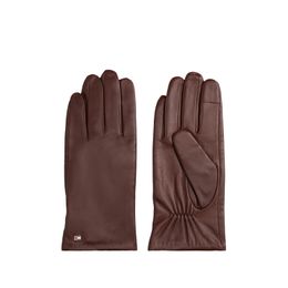 Lederhandschuhe Tommy Hilfiger "ESSENTIAL FLAG LEATHER GLOVES", Herren, Gr. S/M, braun (coffee bean), Rindsleder, Handschuhe, mit Tommy Hilfiger Flagge