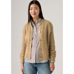 Levi's Strickjacke LEVI'S, Damen, Gr. L (40), heather caramel, Strick, Obermaterial: 64% Polyacryl, 30% Polyamid, 6% Wolle, normal taillenbedeckt, Rundhals, Strickjacken Strickjacke, W&auml;rmender, pflegeleichter Materialmix