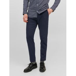 Jack & Jones Chinohose JACK & JONES "JPSTMARCO &ndash; Chinohose mit mittlerer Taille, Slim Fit, bequem", Herren, Gr. 31, L&auml;nge 30, blau (navy blazer), Web, Obermaterial: 52% Polyester, 21% Nylon, 17% Viskose, 10% Elasthan, unifarben, slim fit normal, Hosen Chinohose, unifarben, modisch, slim fit, Web