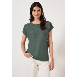 T-Shirt Cecil, Damen, Gr. XL (44), gr&uuml;n (schwarz balmy khaki), Stoff, 55% Polyester, 45% Viskose , unifarben, normal normal, U-Boot-Ausschnitt, abgesteppt, Shirts T-Shirt, Basic