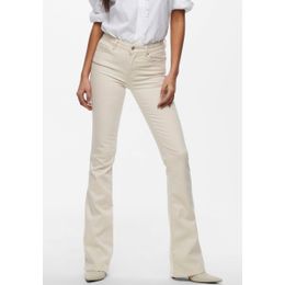 Bootcut-Jeans Only "ONLBLUSH MID FLARED DNM NOOS", Damen, Gr. S (36), L&auml;nge 34, beige (ecru), Denim/Jeans, Obermaterial: 92% Baumwolle, 6% Elastomultiester, 2% Elasthan, unifarben, Jeans
